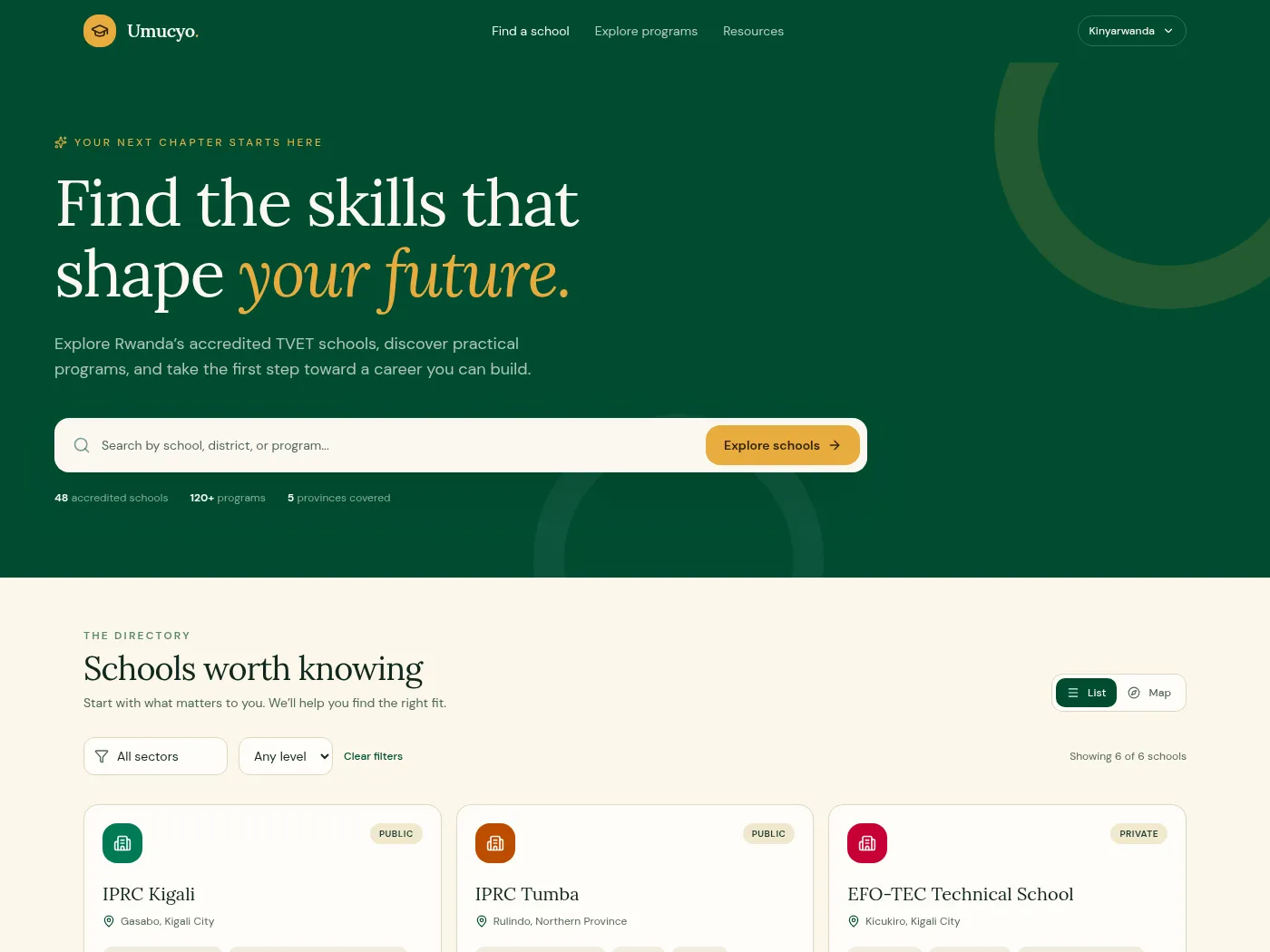 Rwanda TVET School Finder