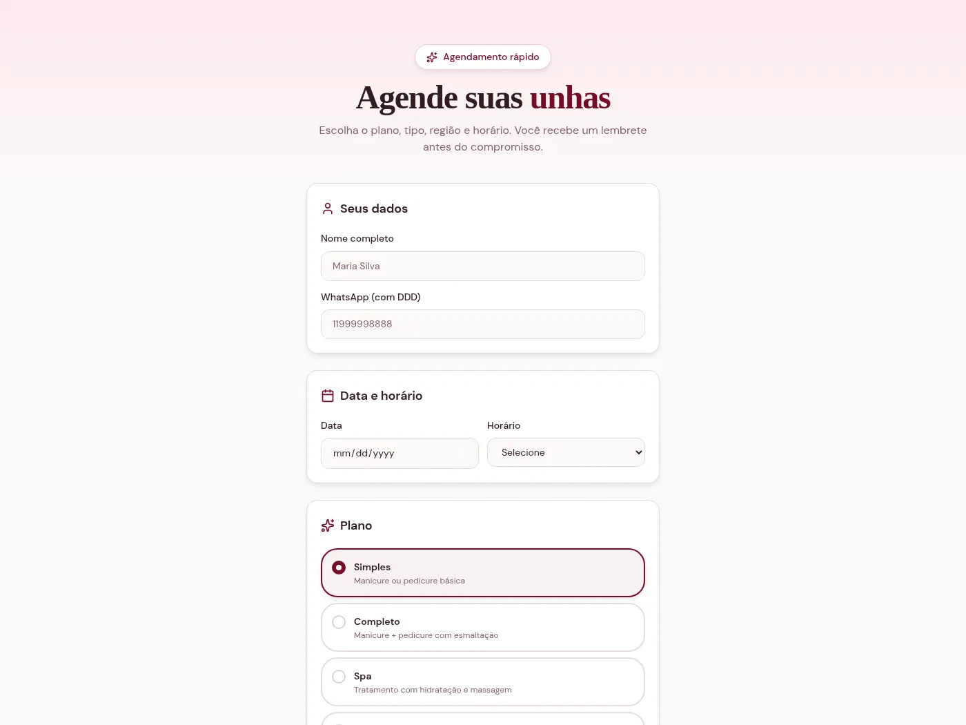 Agende Unhas Fácil