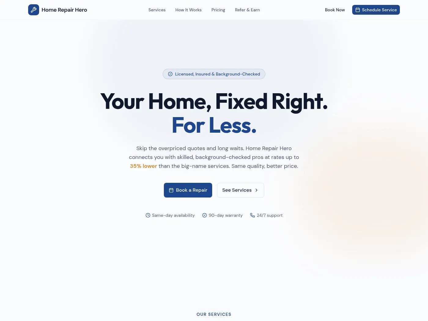 Home Repair Hero Website