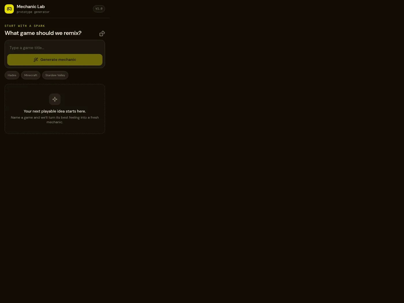 Game Mechanic Generator