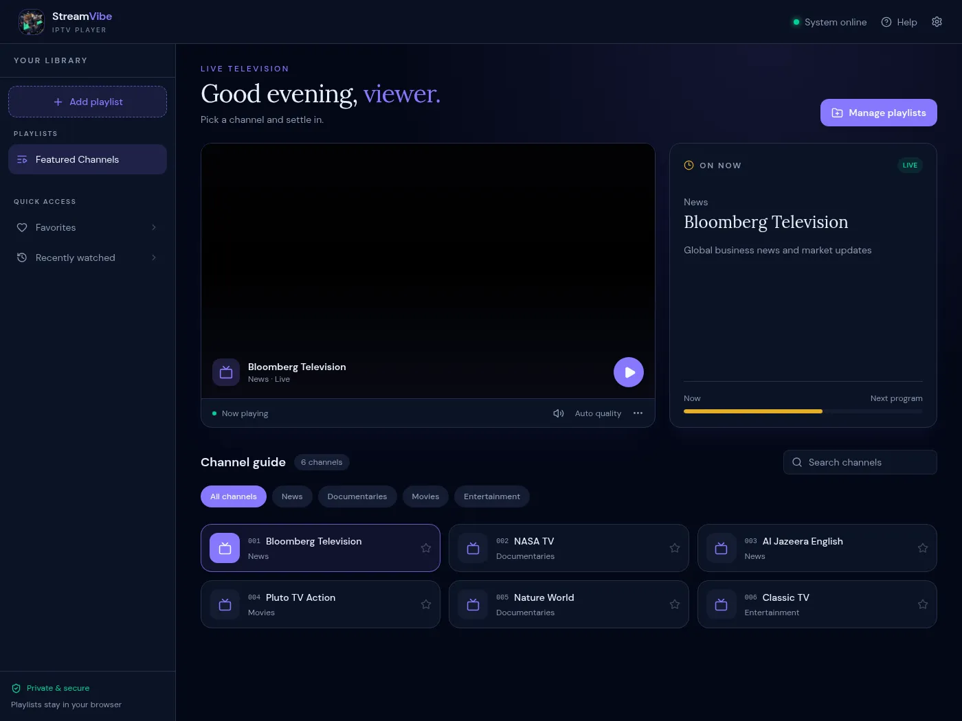 StreamVibe IPTV Player