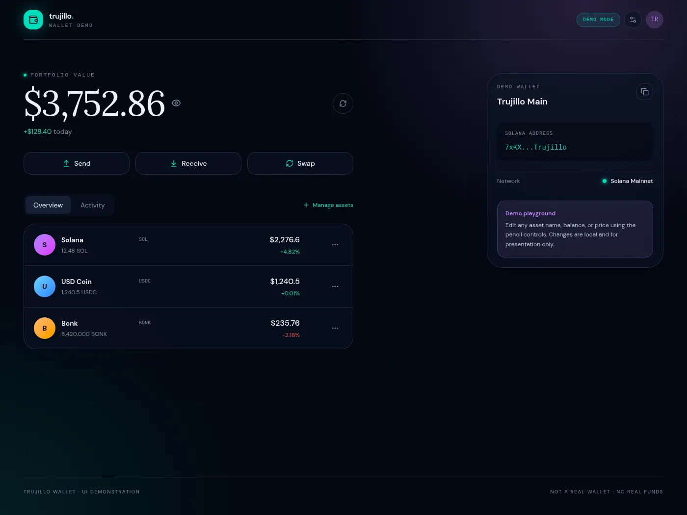 Phantom-Inspired Wallet Demo