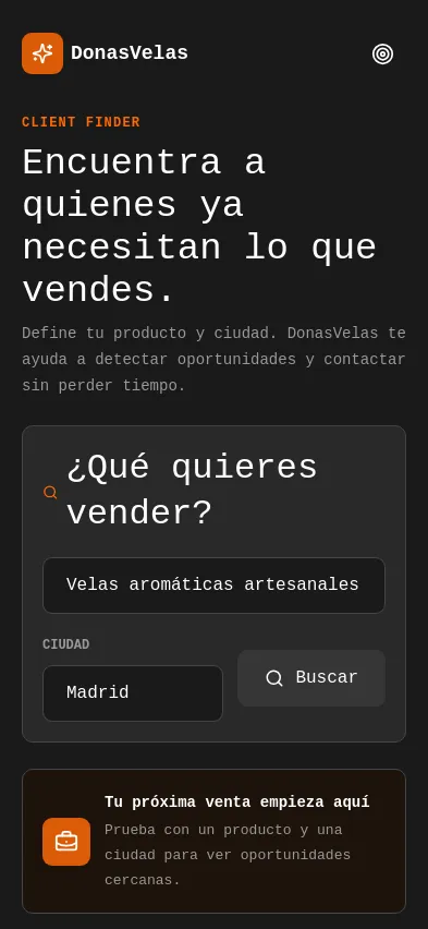 DonasVelas Client Finder