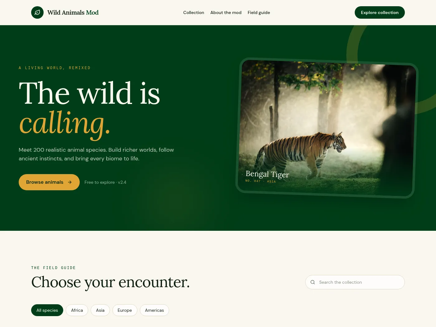 200 Wild Animals Mod