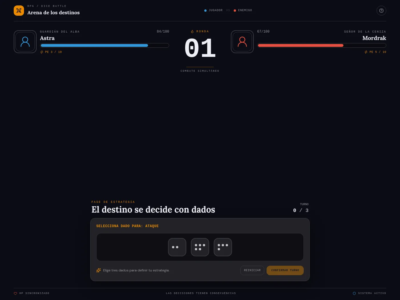 RPG Dice Battle UX