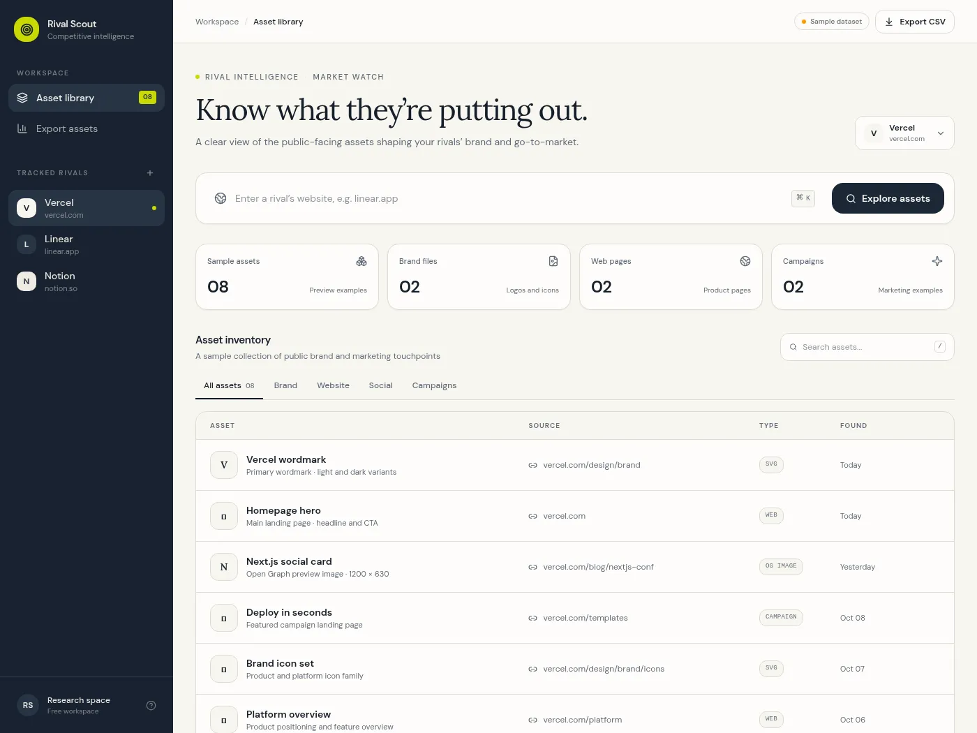 Rival Asset Explorer