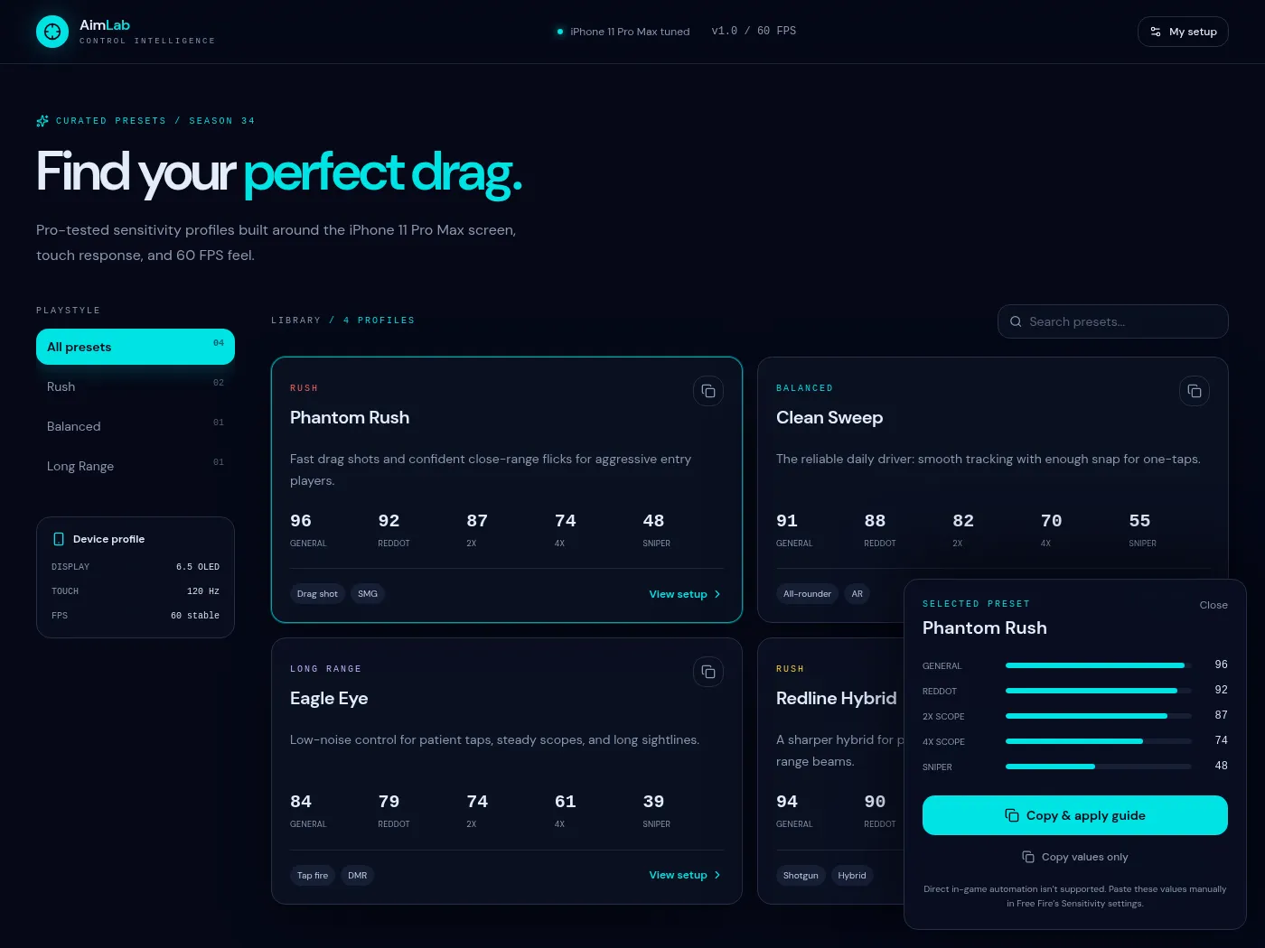 Free Fire Control Optimizer
