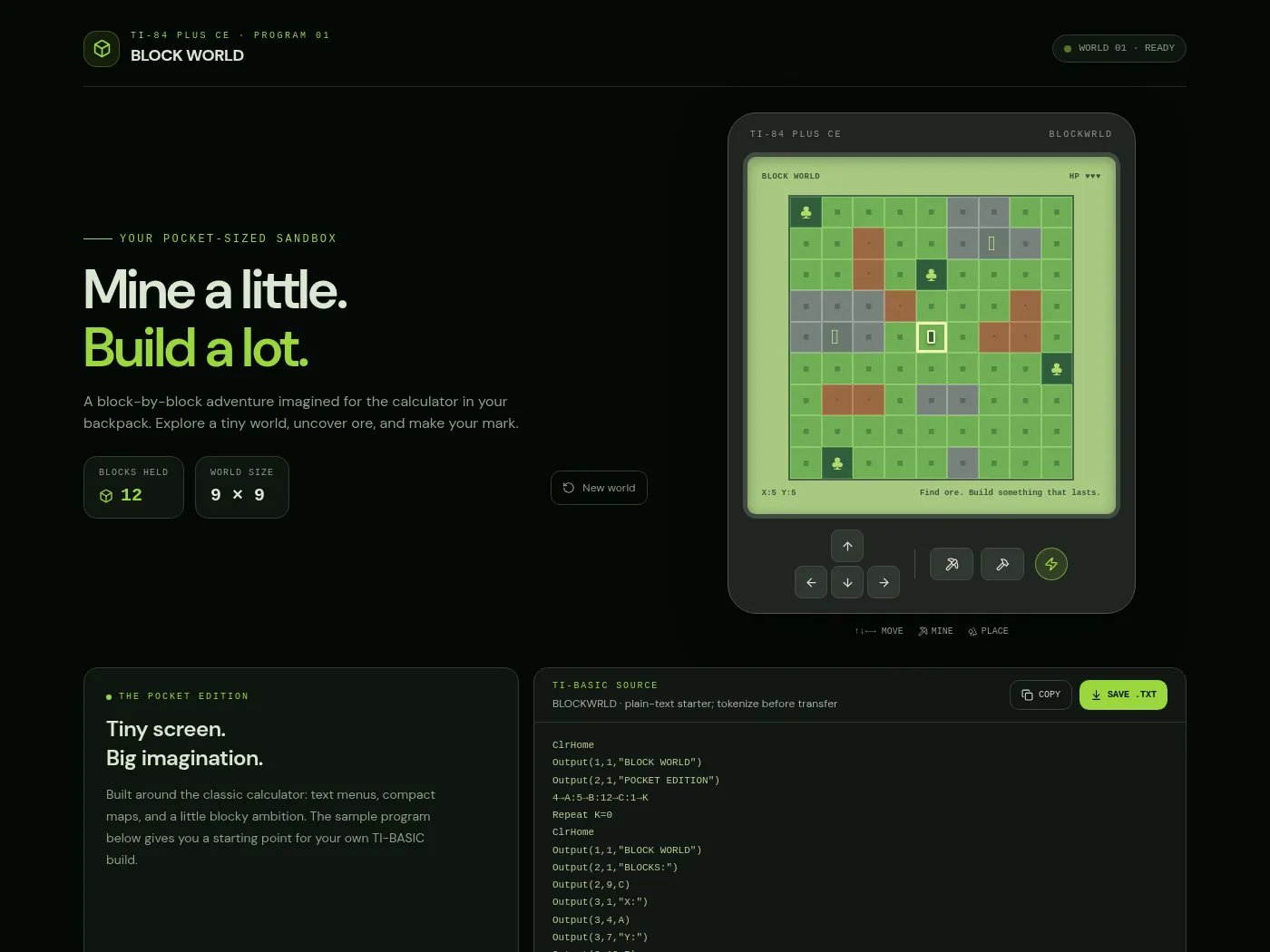 Block World for TI-84+CE