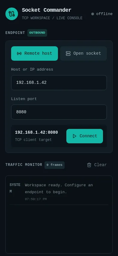 TCP Socket Commander