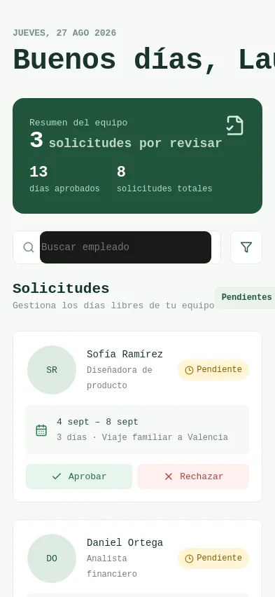 Gestor de Vacaciones Móvil