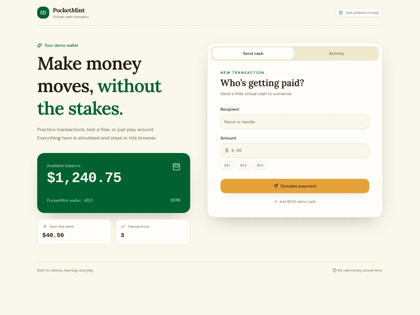 Fake Cash Flow App