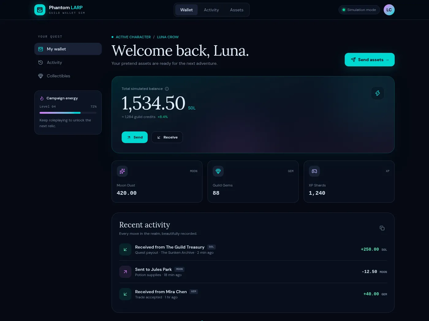 LARP Phantom Wallet Sim