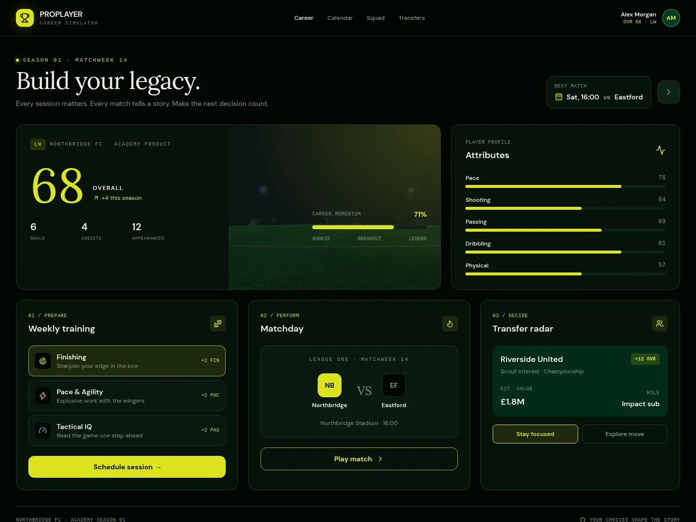 ProPlayer Career Simulator