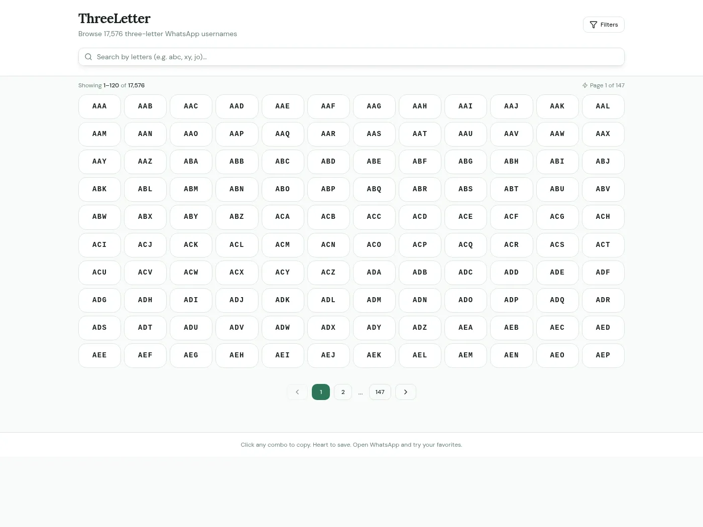 ThreeLetter WhatsApp Finder