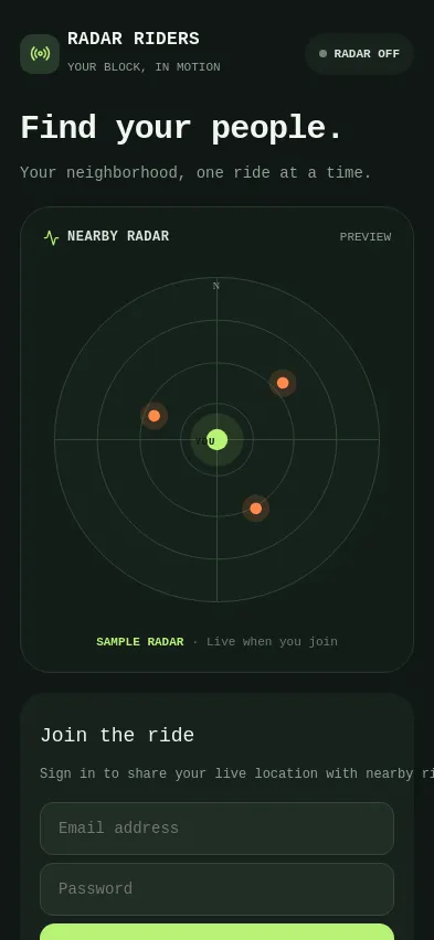Neighborhood Radar Riders