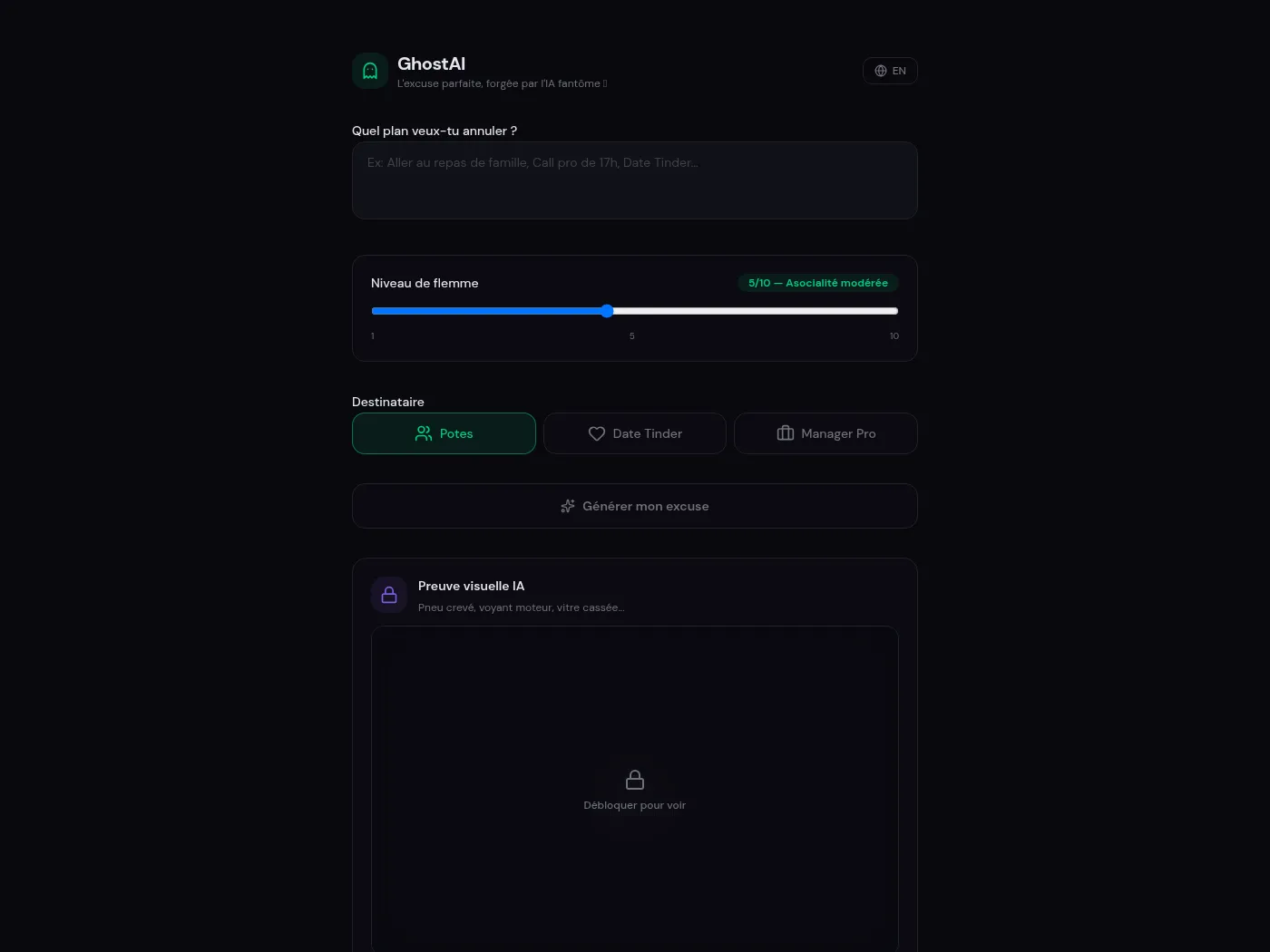 GhostAI Excuse Generator