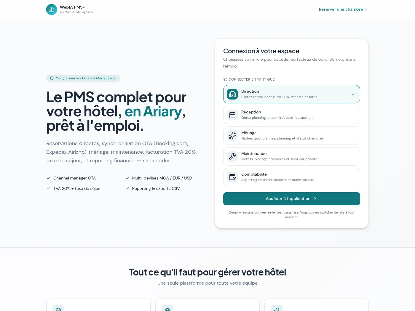 WebIA PMS+ Hotel Manager