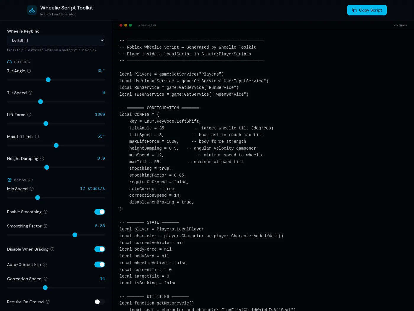 Wheelie Script Toolkit