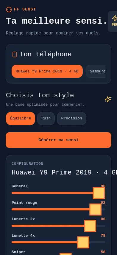 Sensibilité FF Mobile