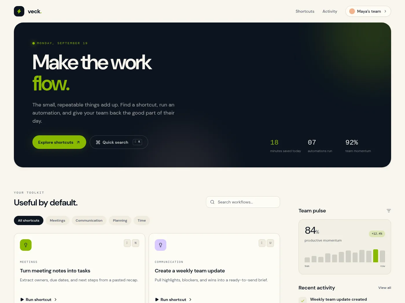 Veck Productivity Toolkit