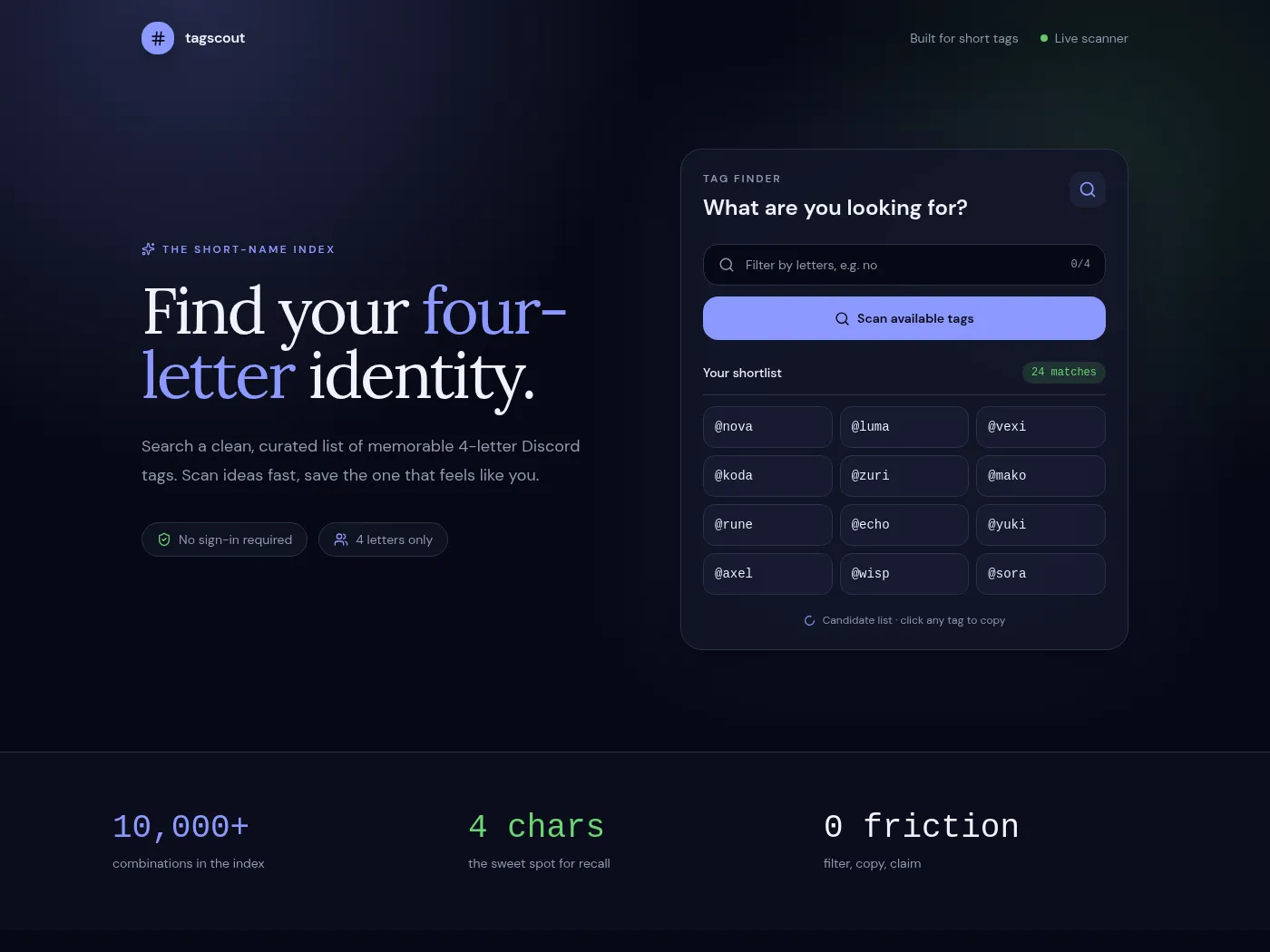 Discord 4-Letter Finder