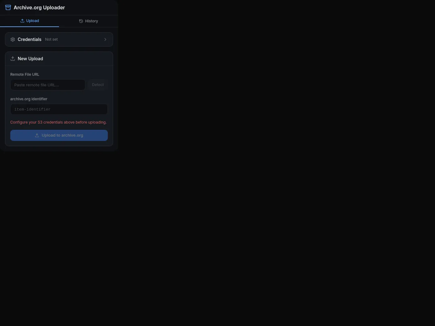 Archive.org Uploader Extension