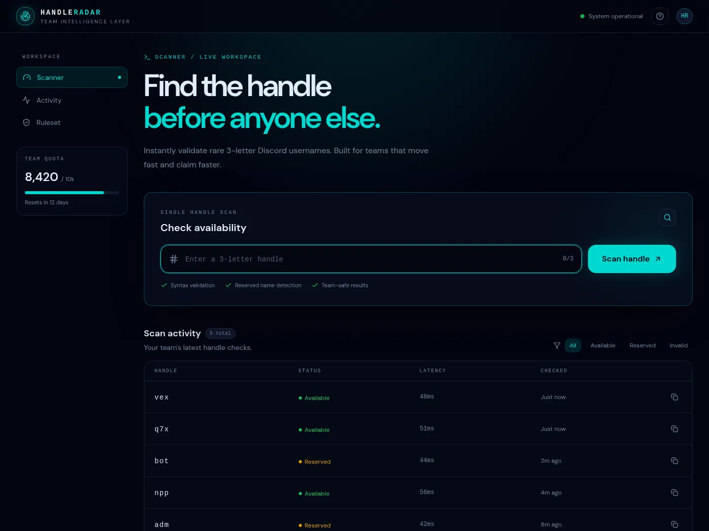 Discord Handle Scanner