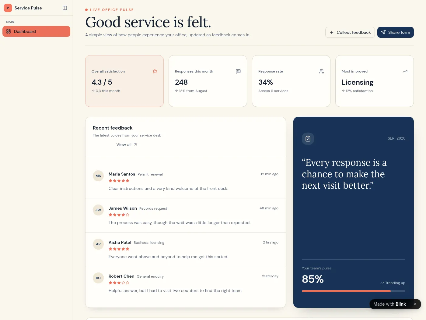 Service Satisfaction Tracker