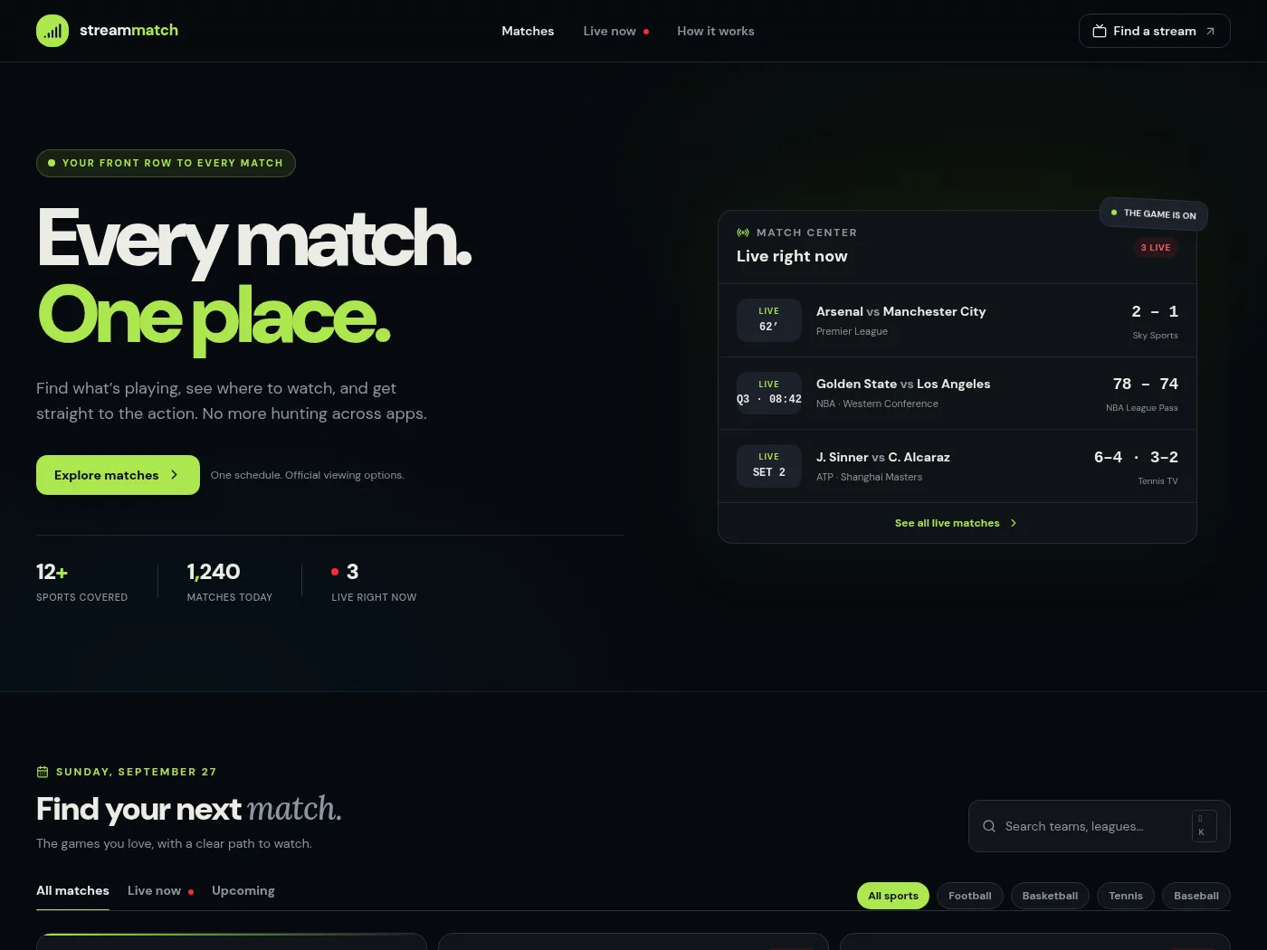 StreamMatch Hub