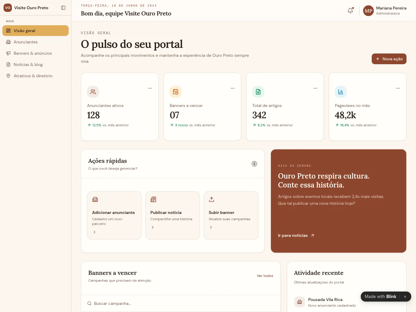 Ouro Preto Admin Portal