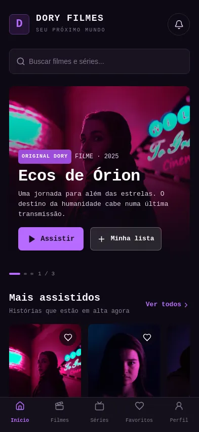 DORY FILMES Streaming App