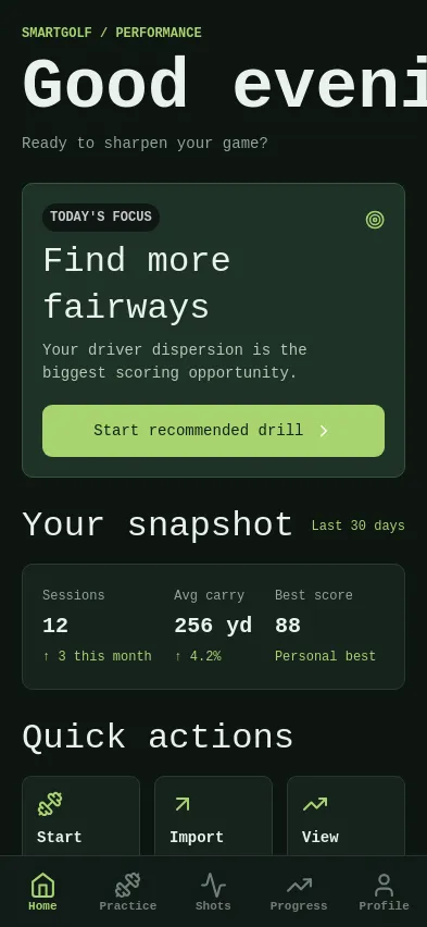 SmartGolf Performance App