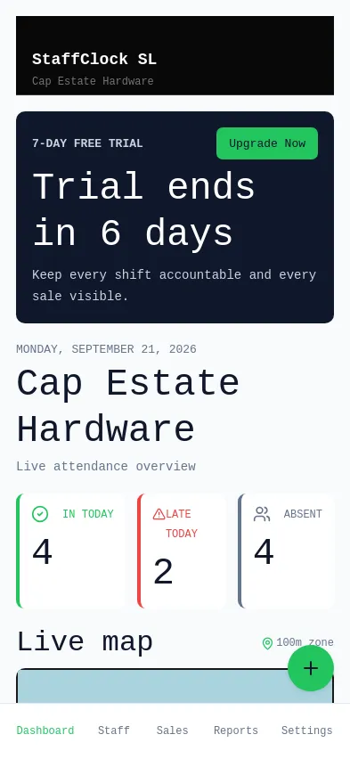 StaffClock SL Tracker