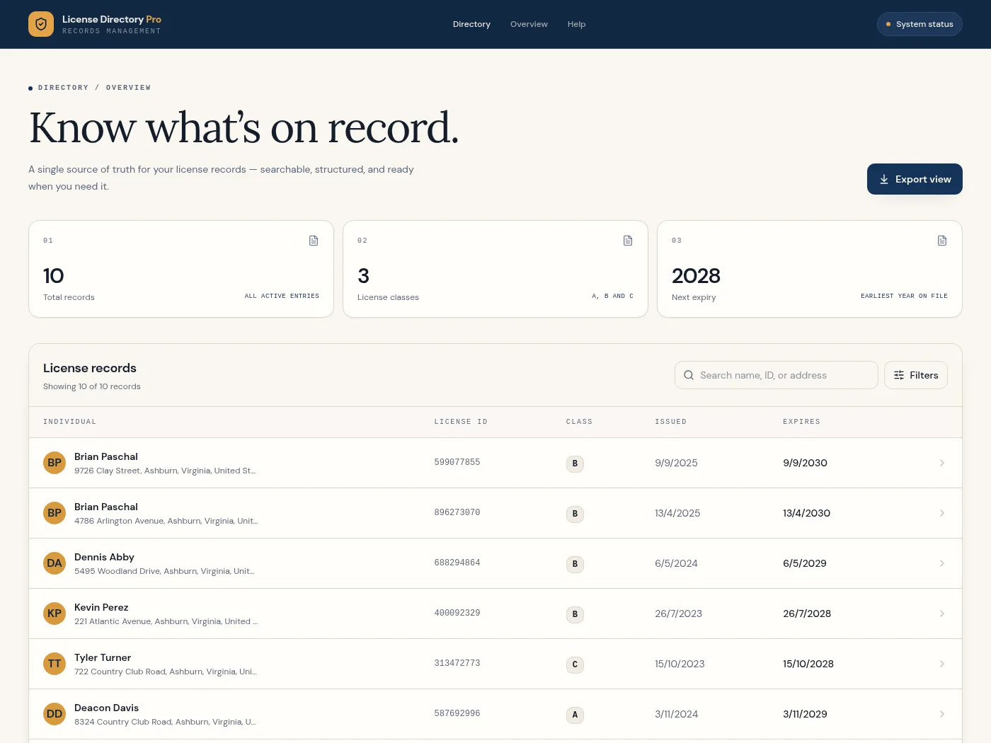 License Directory Pro