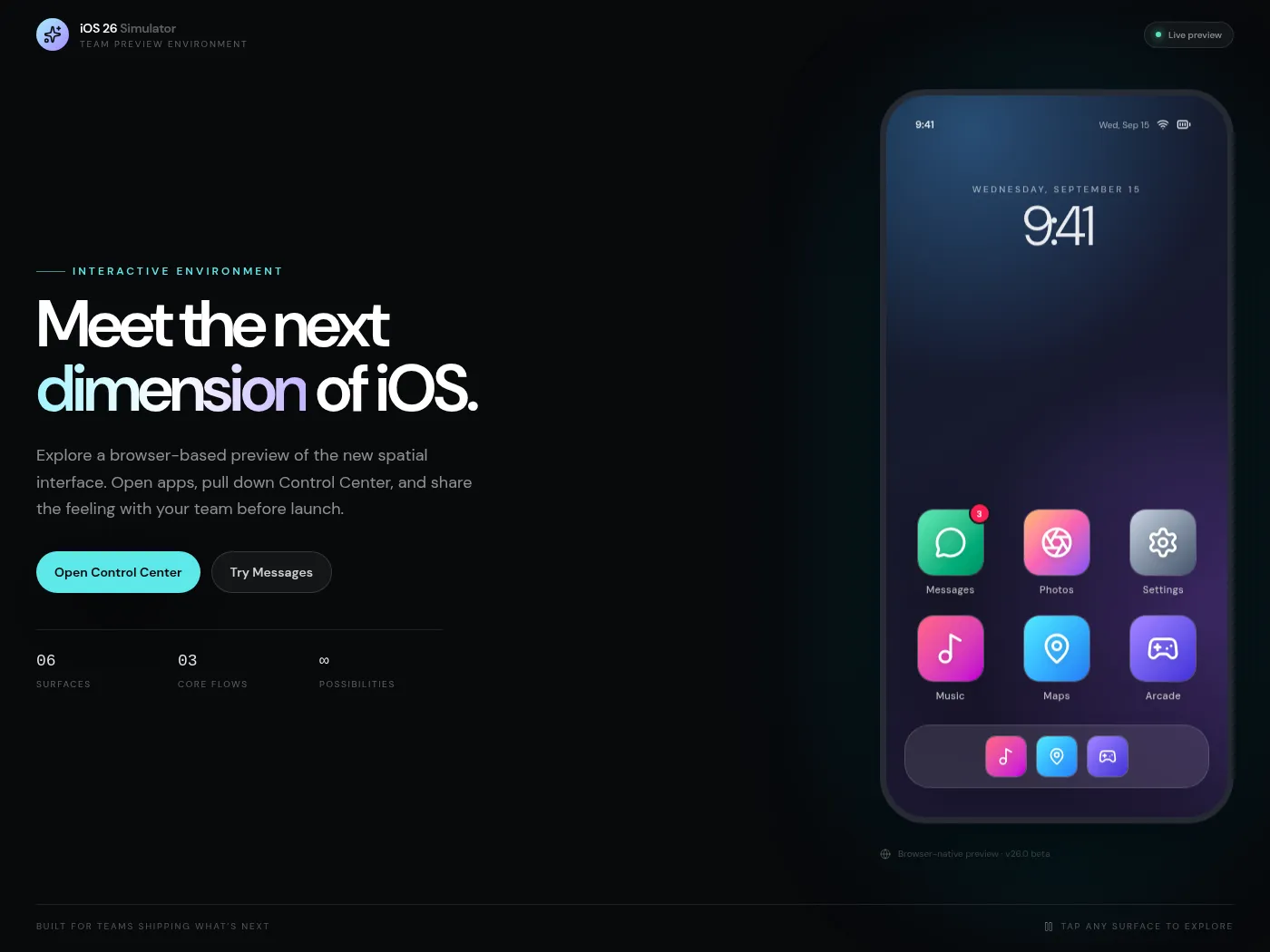 iOS 26 Web Simulator