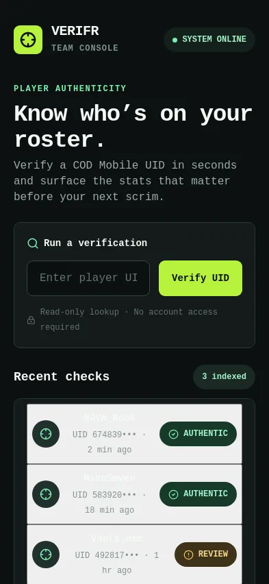 CoD Mobile Verifier