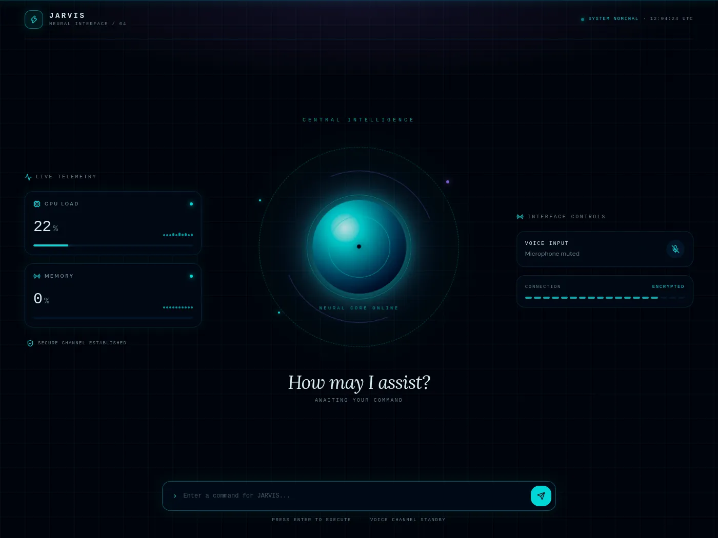 Jarvis Inspired Dashboard