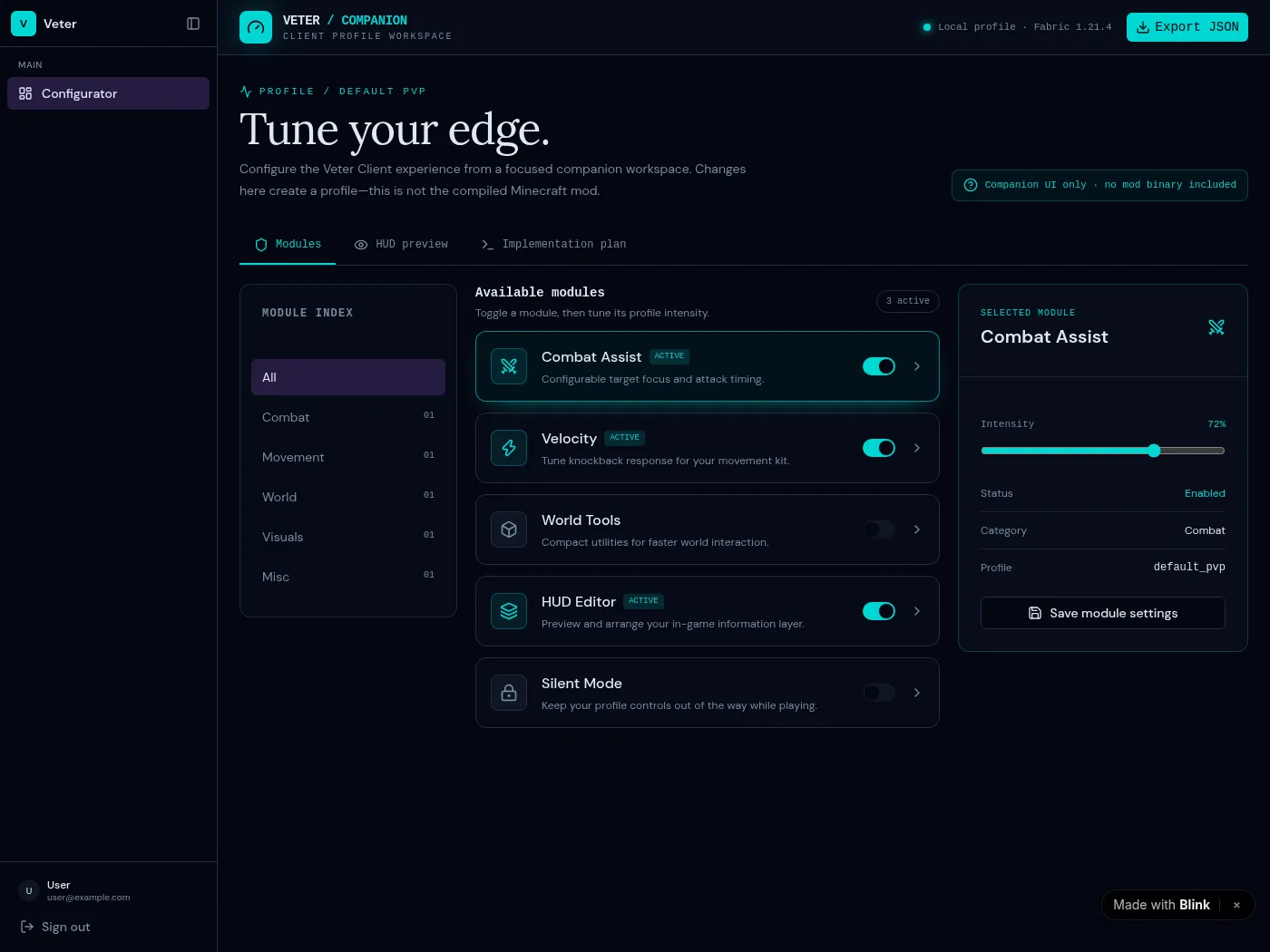 Veter Client Companion UI