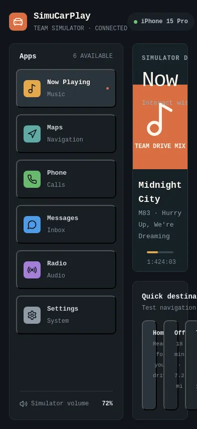SimuCarPlay Dashboard