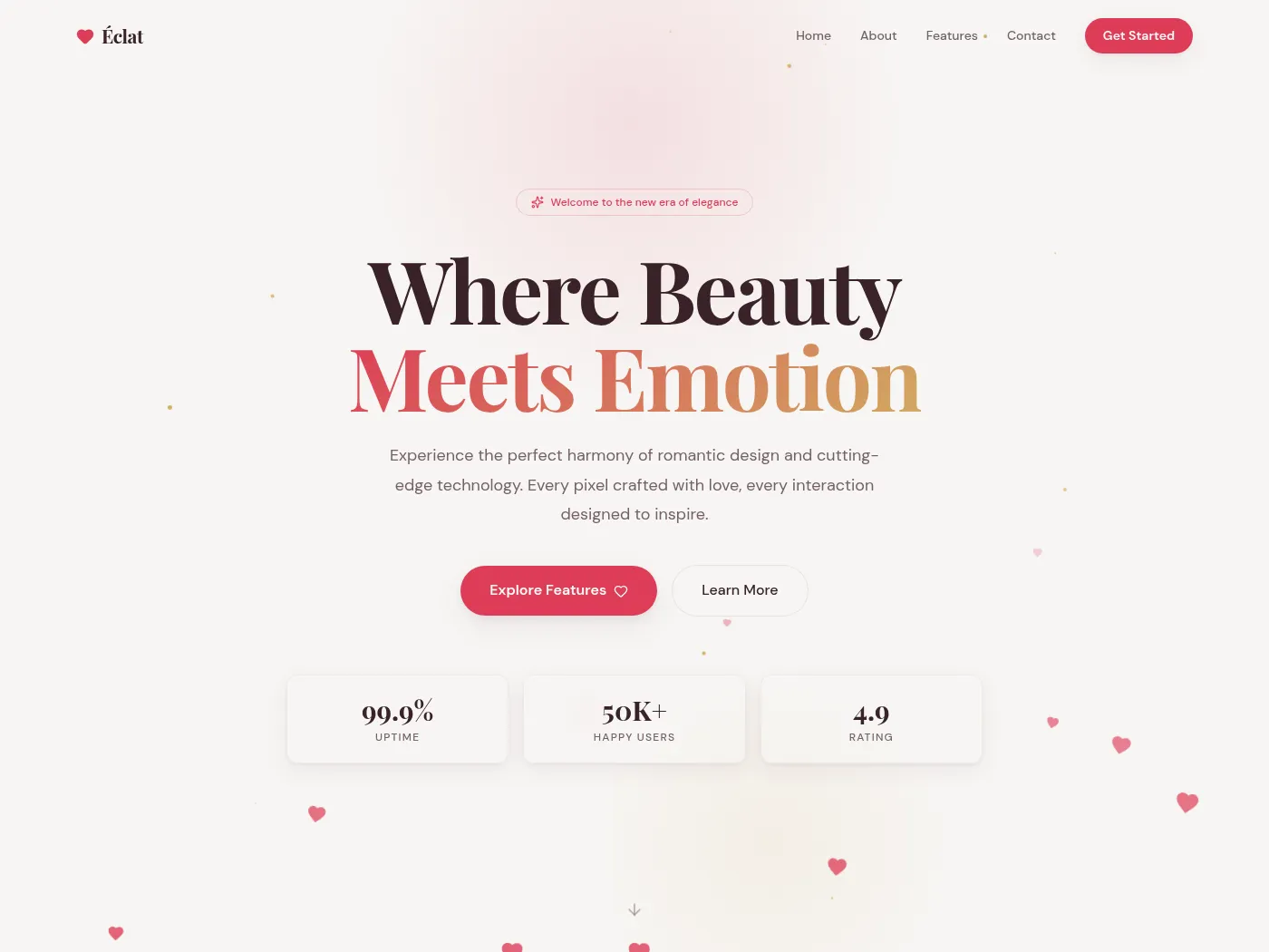 Romantic Glass UI Website