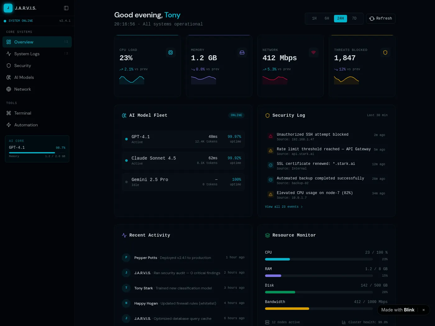 Jarvis Dashboard Pro