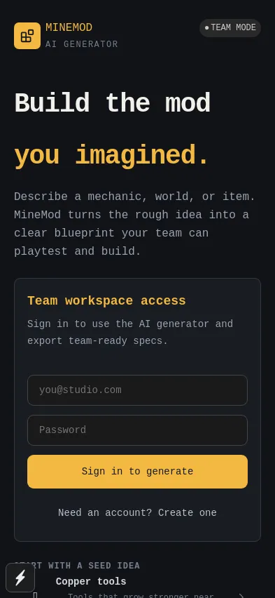 MineMod AI Generator