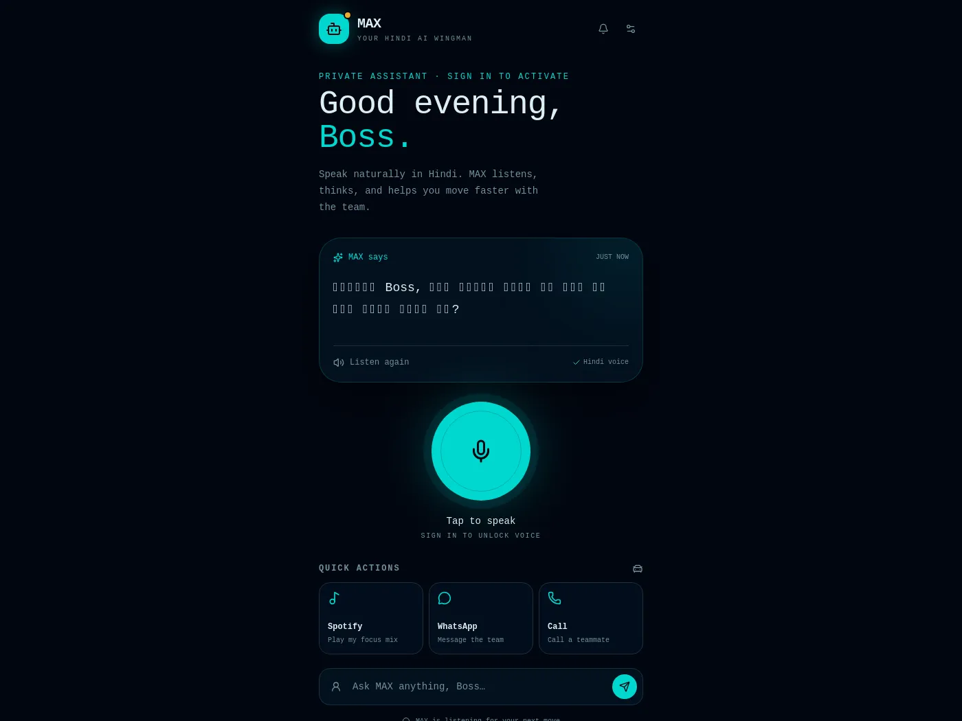 MAX AI Hindi Assistant