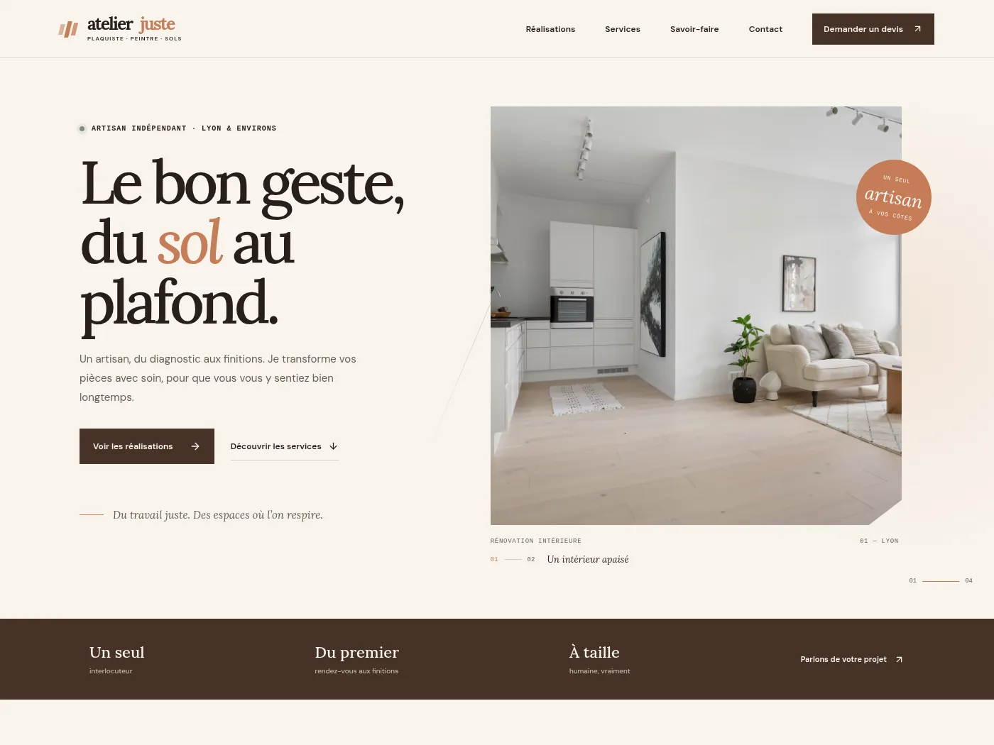 Artisan Plaquiste Web One-Page