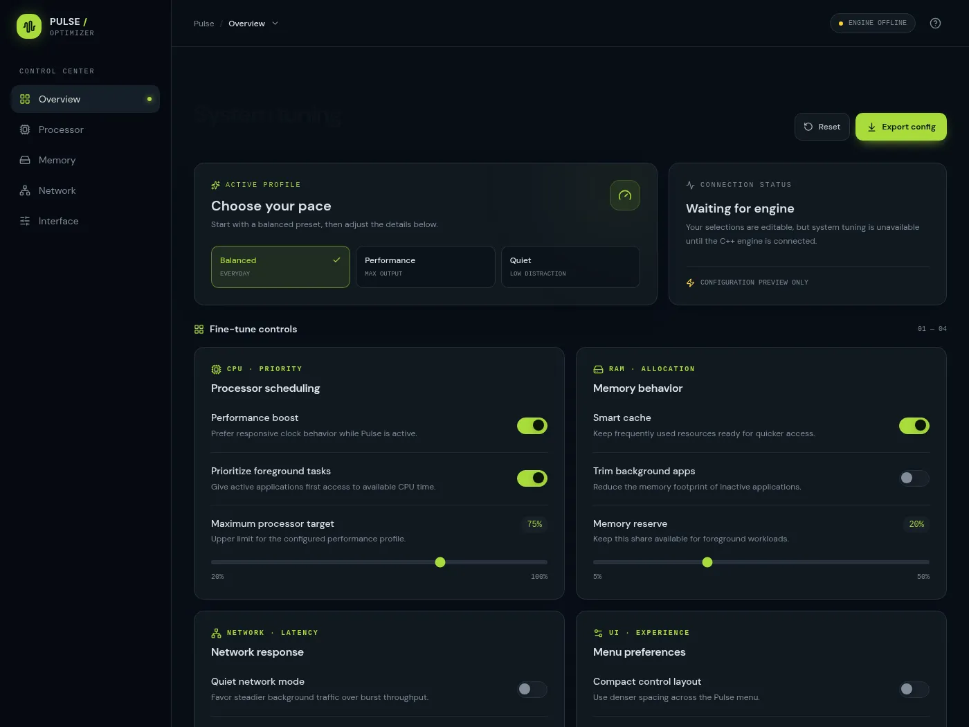 Pulse ImGui Web Menu