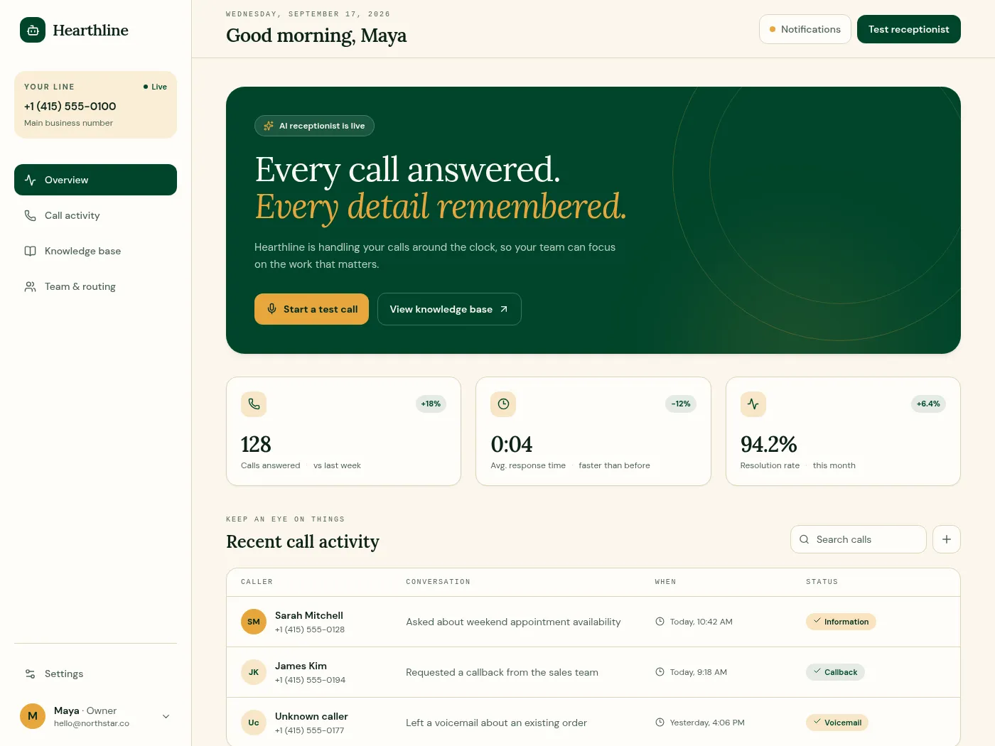 AI Receptionist Agent