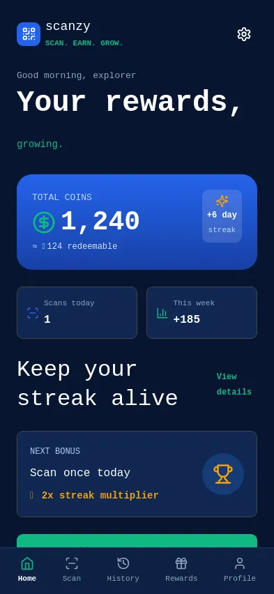 Scanzy Rewards App