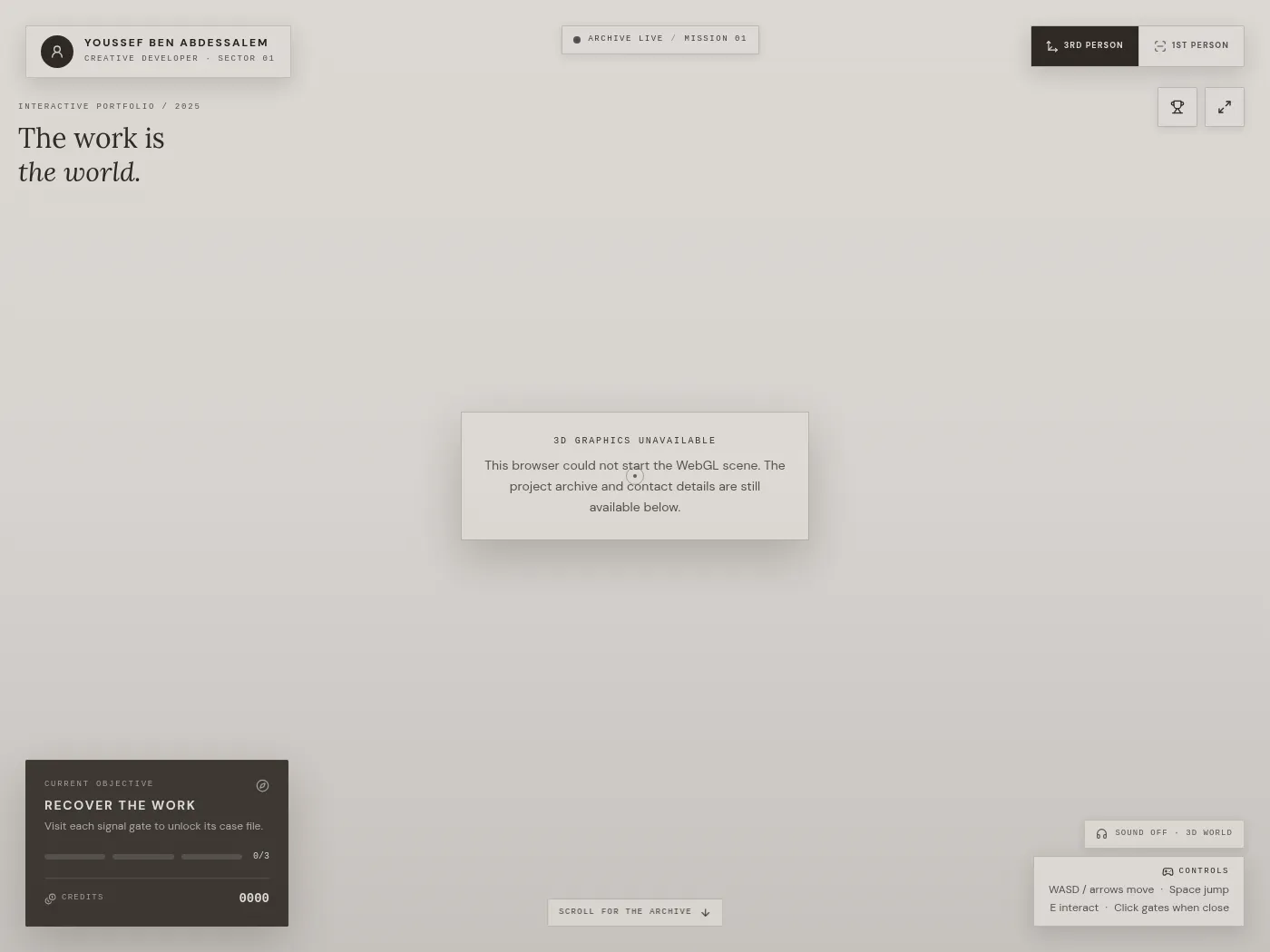 Gamefolio 3D Portfolio