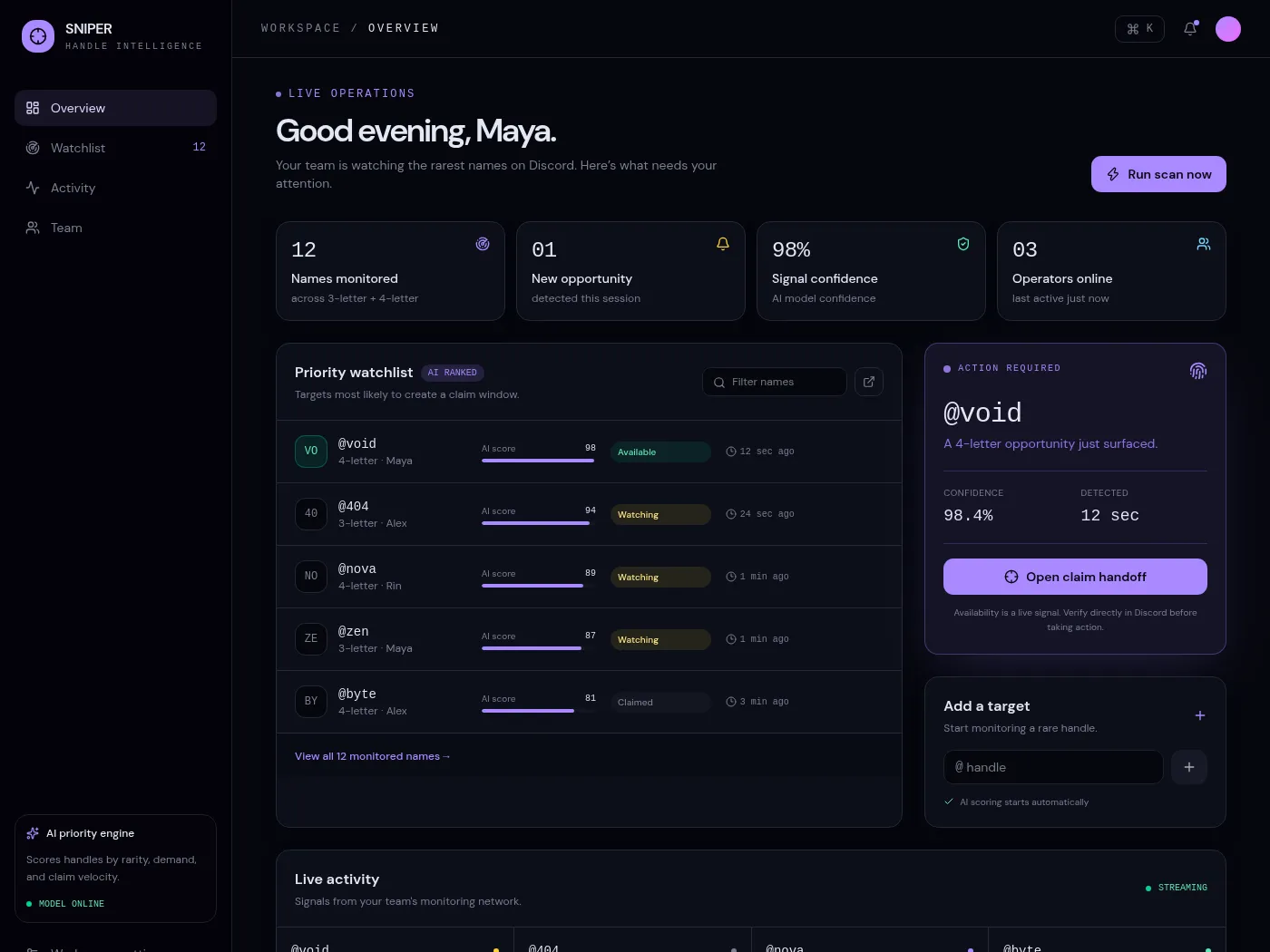 Discord Name Sniper AI