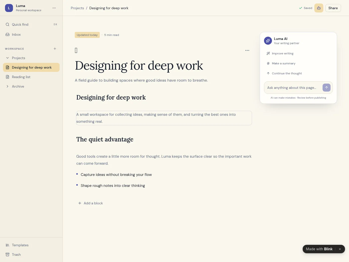 Notion AI Workspace